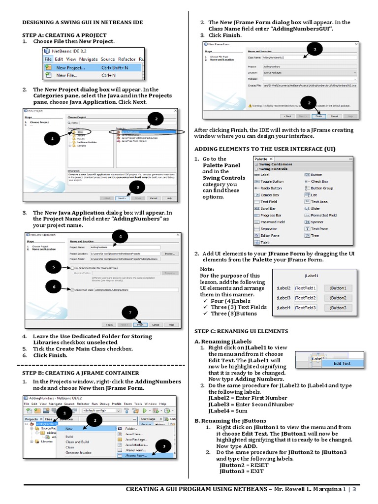 Designing Gui Using Netbeans Pdf Menu Computing Net Beans