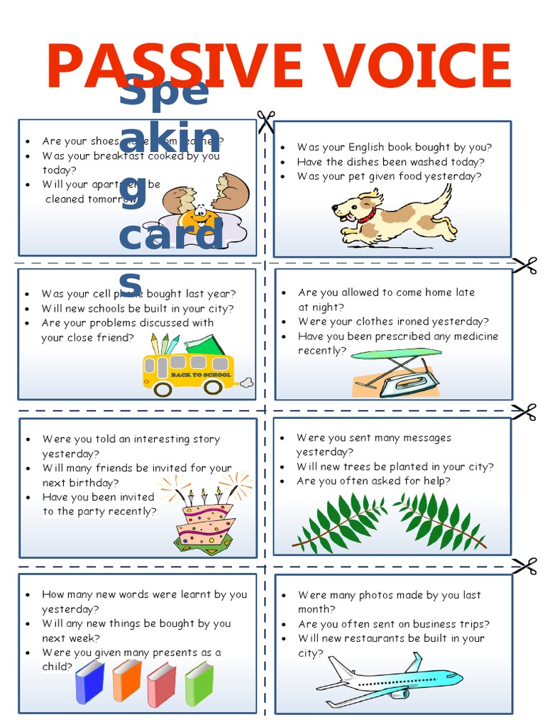 Passive Voice Speaking Cards CLT Communicative Language Teaching ...