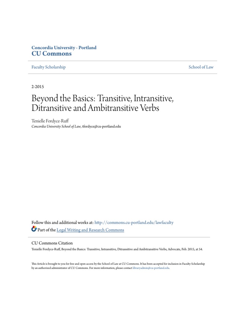 Beyond The Basics - Transitive Intransitive Ditransitive and Amb | PDF ...