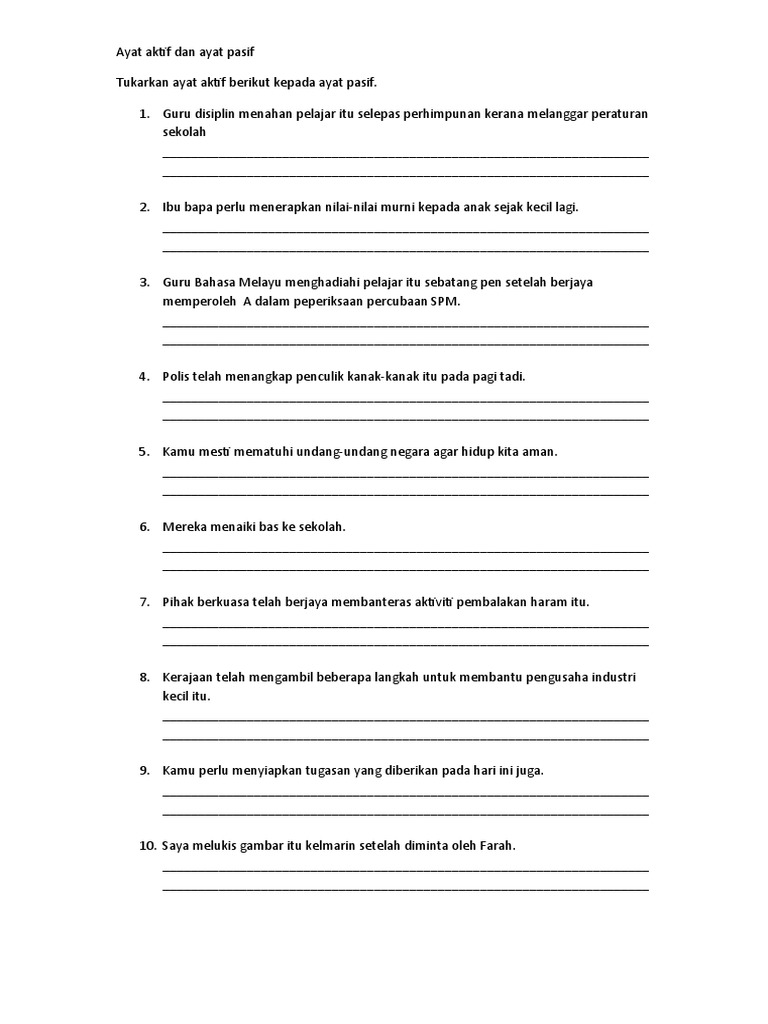 Ayat Aktif Dan Ayat Pasif | PDF | Karier & Perkembangan
