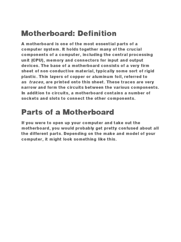 Motherboard: Definition | PDF | Ibm Pc Compatibles | Computer Hardware