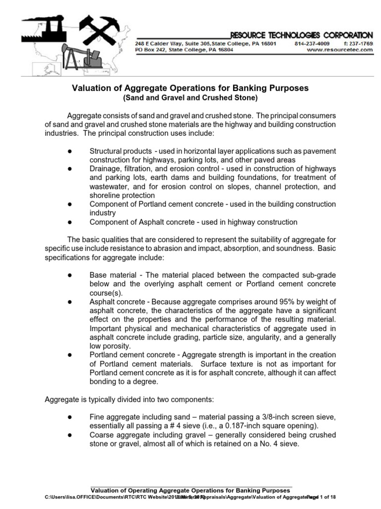 Valuation of Aggregate Operations For Banking Purposes | PDF | Real ...