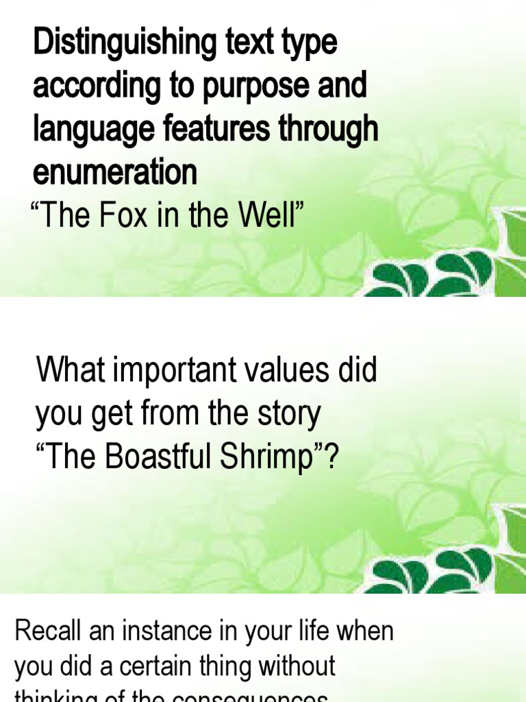 Distinguishing Text Type According To Purpose and Language Features ...
