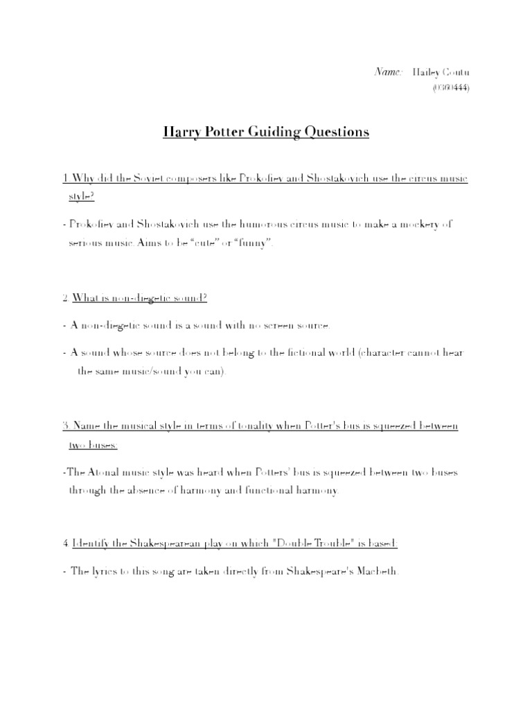 Harry Potter Exercise | PDF