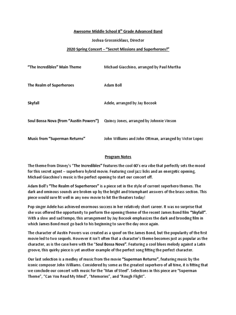 Awesome Middle School 8 Grade Advanced Band | PDF