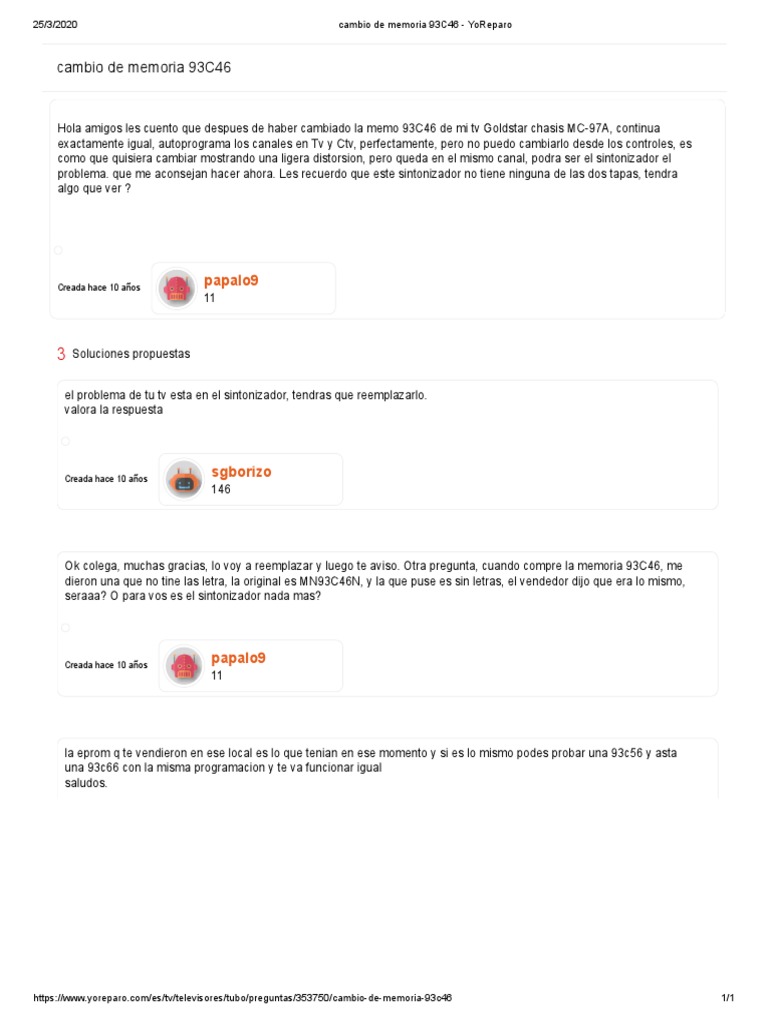 Cambio de Memoria 93C46 Reemplazo | PDF