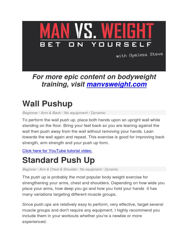 227 Bodyweight Exercises | PDF | Human Anatomy | Human Body