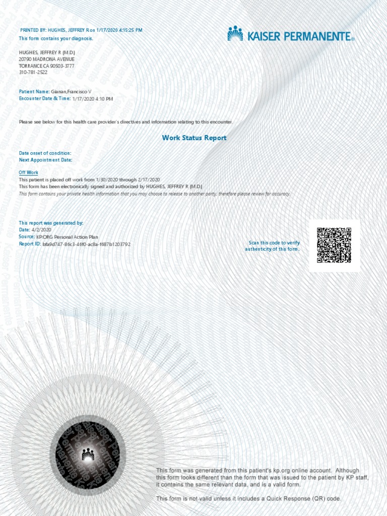 Doctor Work Status Report | PDF