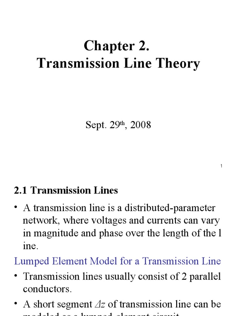 Transmission Line Theory: Sept. 29, 2008 | PDF | Transmission Line ...