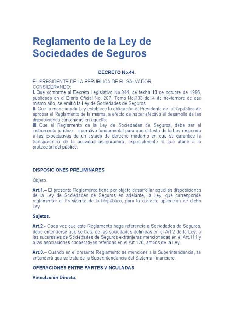 Reglamento de Sociedades de Seguros | PDF | Seguro | Reaseguro