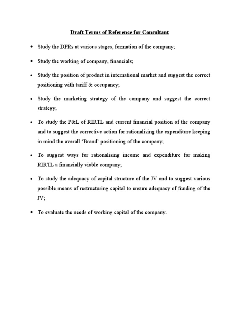 Terms of Reference (Draft) | PDF