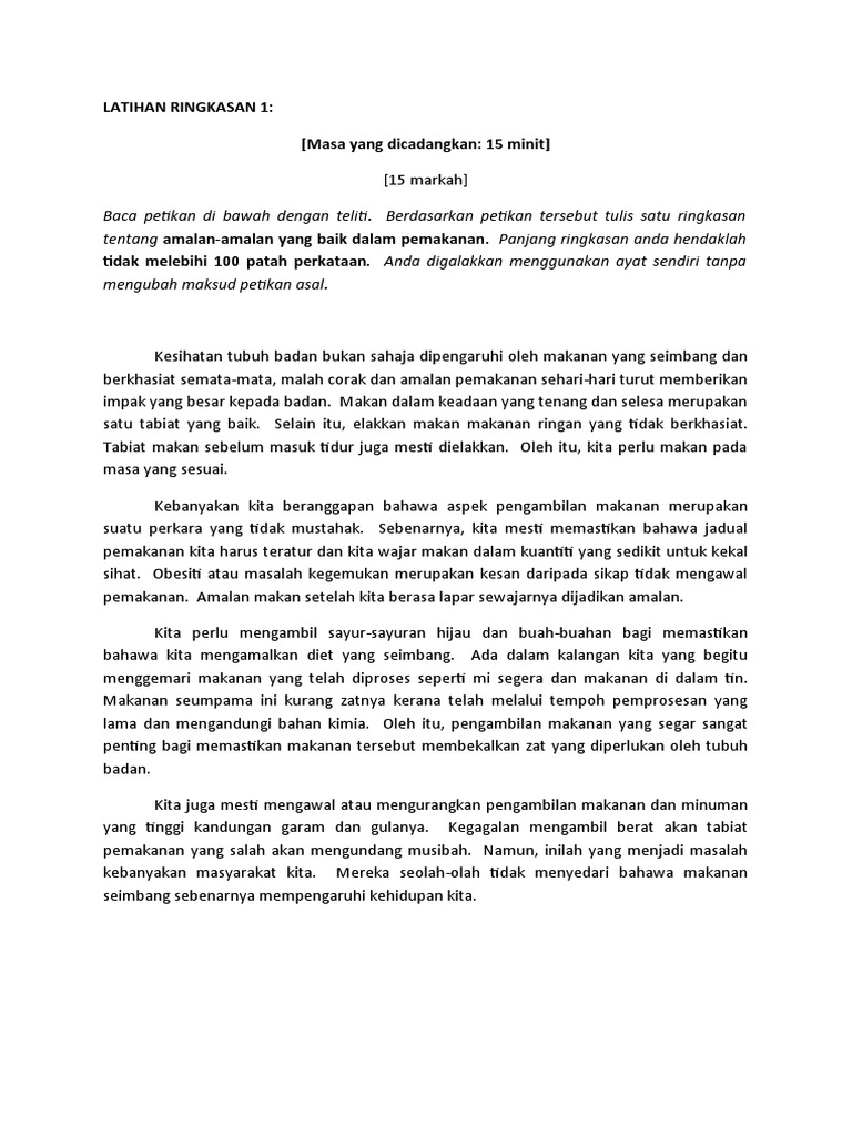 Latihan Ringkasan 1 | PDF