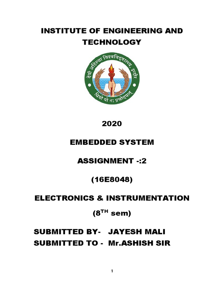 IET 2020 Embedded Systems Assignment 2 | PDF