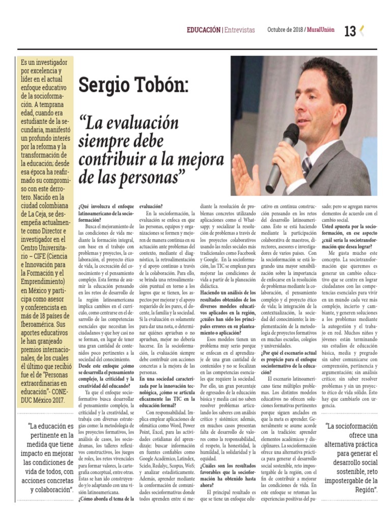 Dr.-Sergio-Tobón Entrevista | PDF | Conocimiento | Evaluación