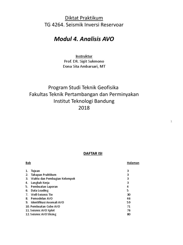 Modul Inversi Pre-Stack - Analisis AVO 2020 | PDF