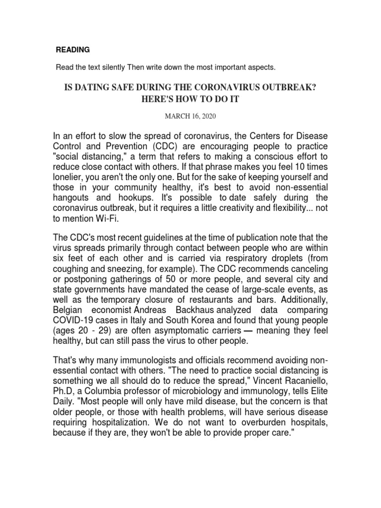 READING 1 Social Distance | PDF | Public Health | Clinical Medicine