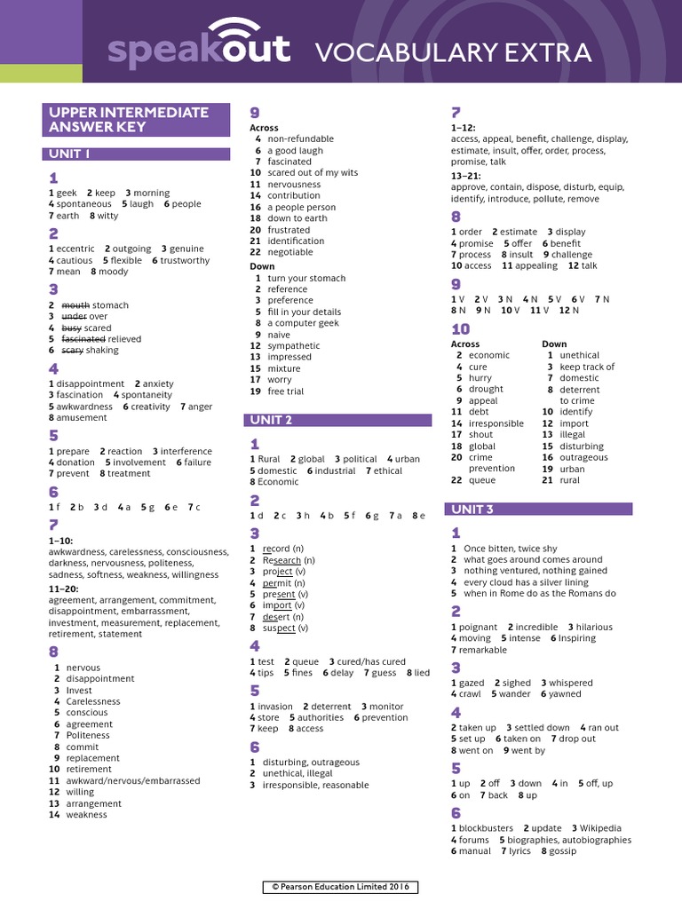 Speakout Vocabulary Extra Upper Intermediate Answer Key PDF | PDF