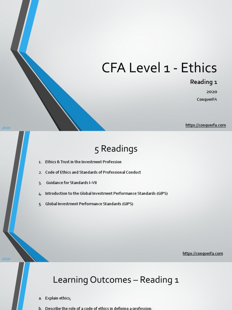 CFA Level 1 Ethics & Professional Standards 2020 Curriculum Changes | PDF | Profession ...