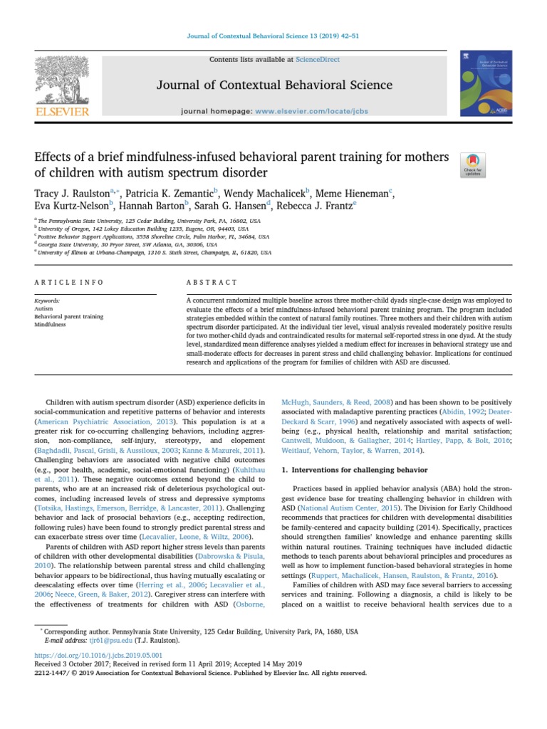 Journal of Contextual Behavioral Science: A B B C B B D e | PDF ...