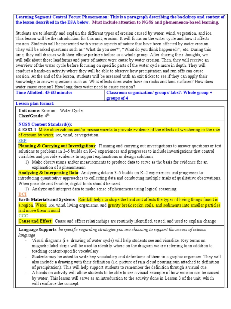 Ted 512 - Esa Lesson Plan | PDF | Causality | Lesson Plan