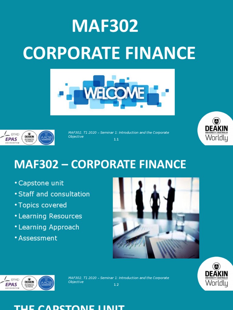 MAF302 - Seminar1 - Introduction and Corporate Objectives - T1,20 | PDF ...