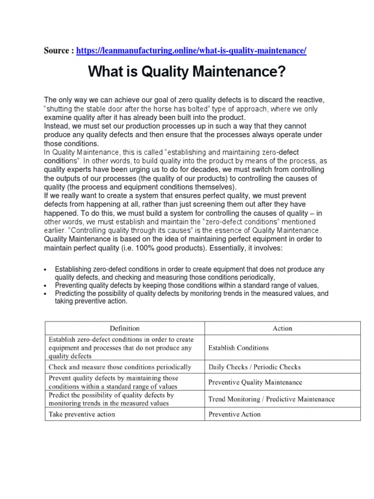 TPM-Quality Maintenance | PDF | Business