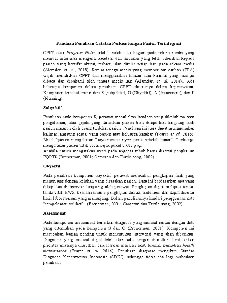 Panduan Penulisan CPPT Perawat | PDF | Pengembangan Diri
