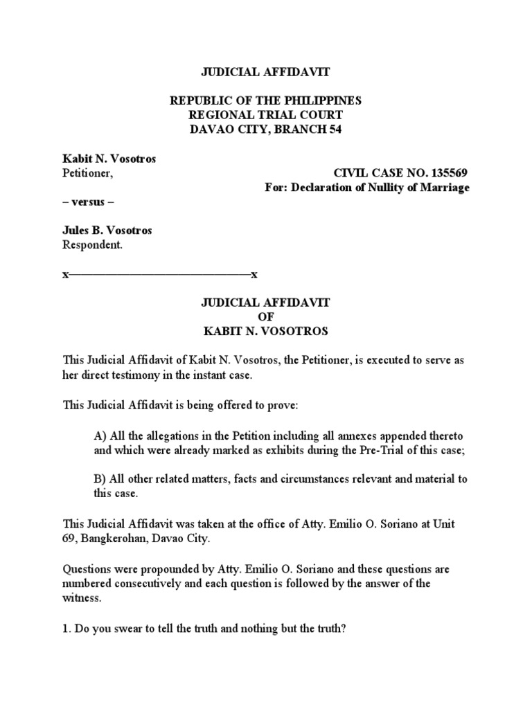 JUDICIAL AFFIDAVIT JMC Law | PDF | Affidavit | Perjury
