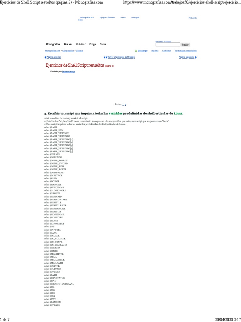 Ejercicios de Shell Script Resueltos (Página 2) | PDF | Ingeniería de software | Software Unix