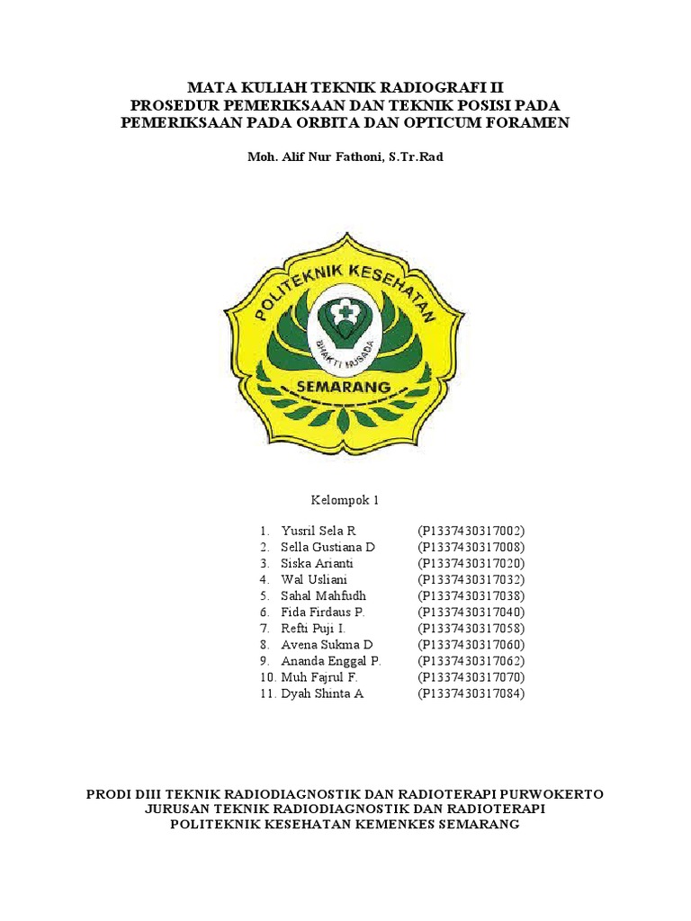 PROSEDUR PEMERIKSAAN ORBITA DAN FORAMEN OPTICUM | PDF