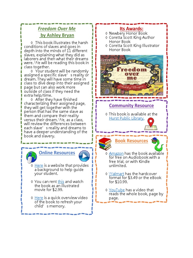 Freedom Over Me by Ashley Bryan: Its Awards | PDF | Philosophy ...