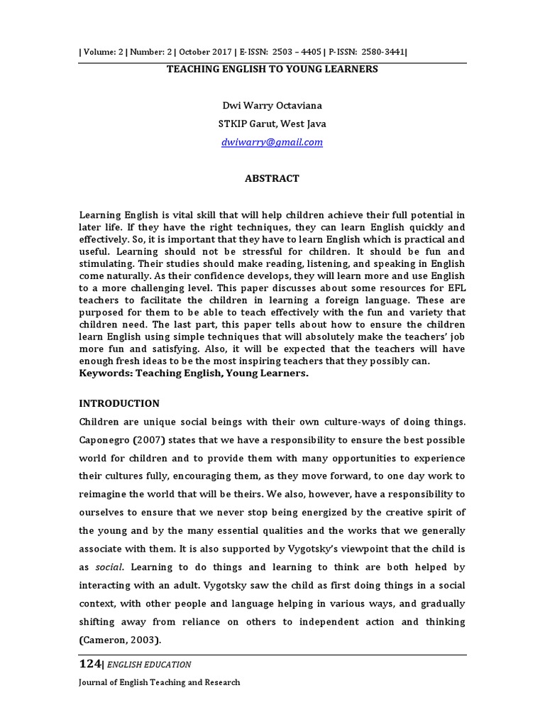 Teaching English to Young Learners | PDF | Vocabulary | Teachers