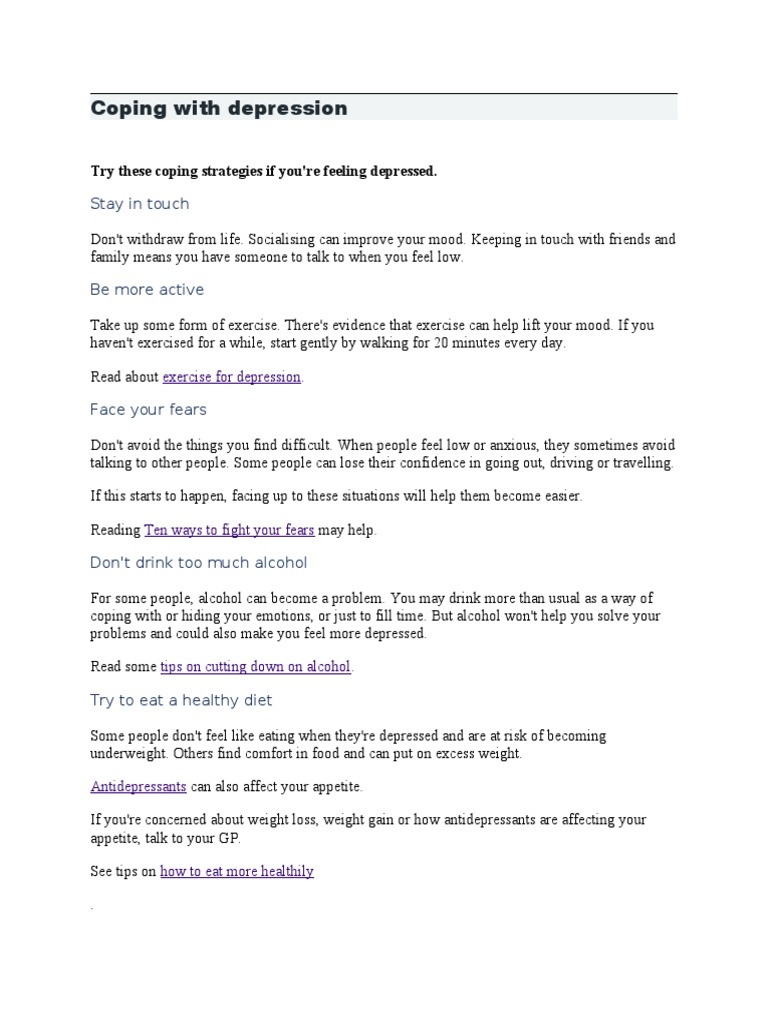 Coping With Depression: Try These Coping Strategies If You're Feeling ...