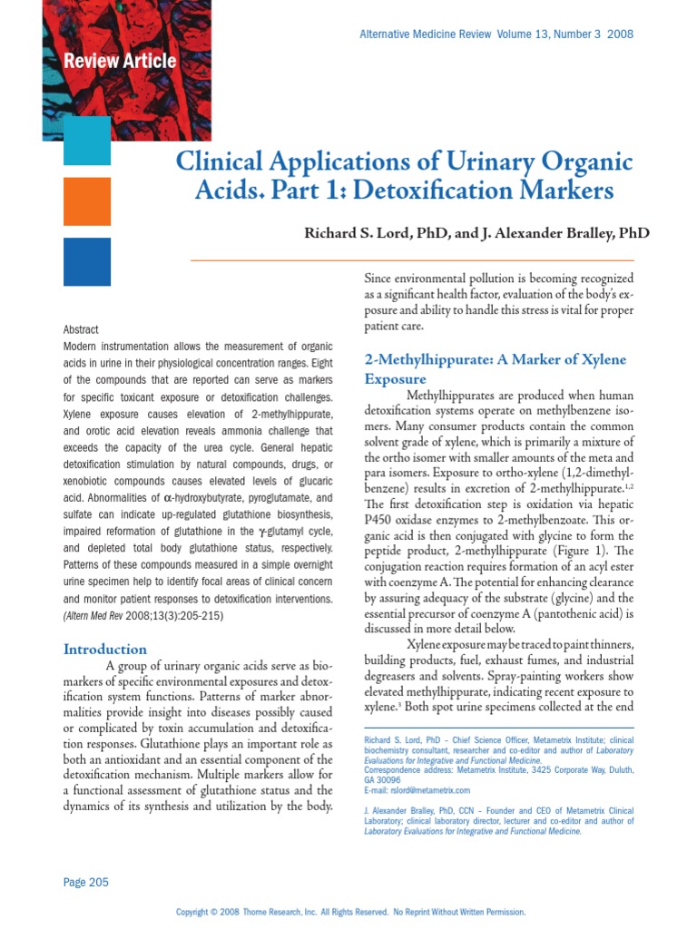Clinical Applications of Urinary Organic Acids. Part 1 | PDF | Drug ...