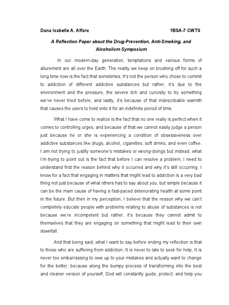 A Reflection Paper About The Drug-Prevention, Anti-Smoking, and ...