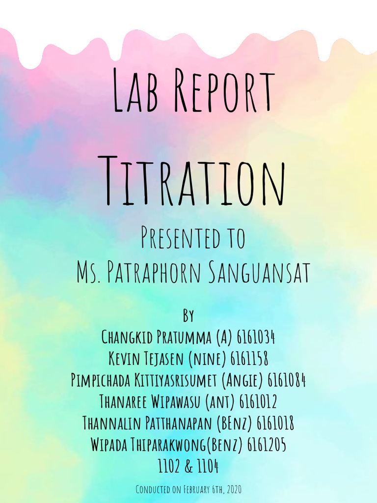 Lab Report Titration | Download Free PDF | Titration | Chemistry