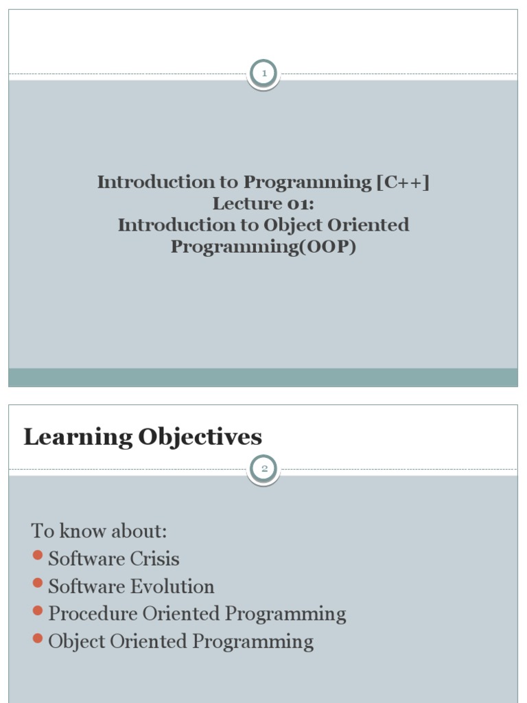 Introduction To Programming (C++) Introduction To Object Oriented Programming (OOP) | PDF ...