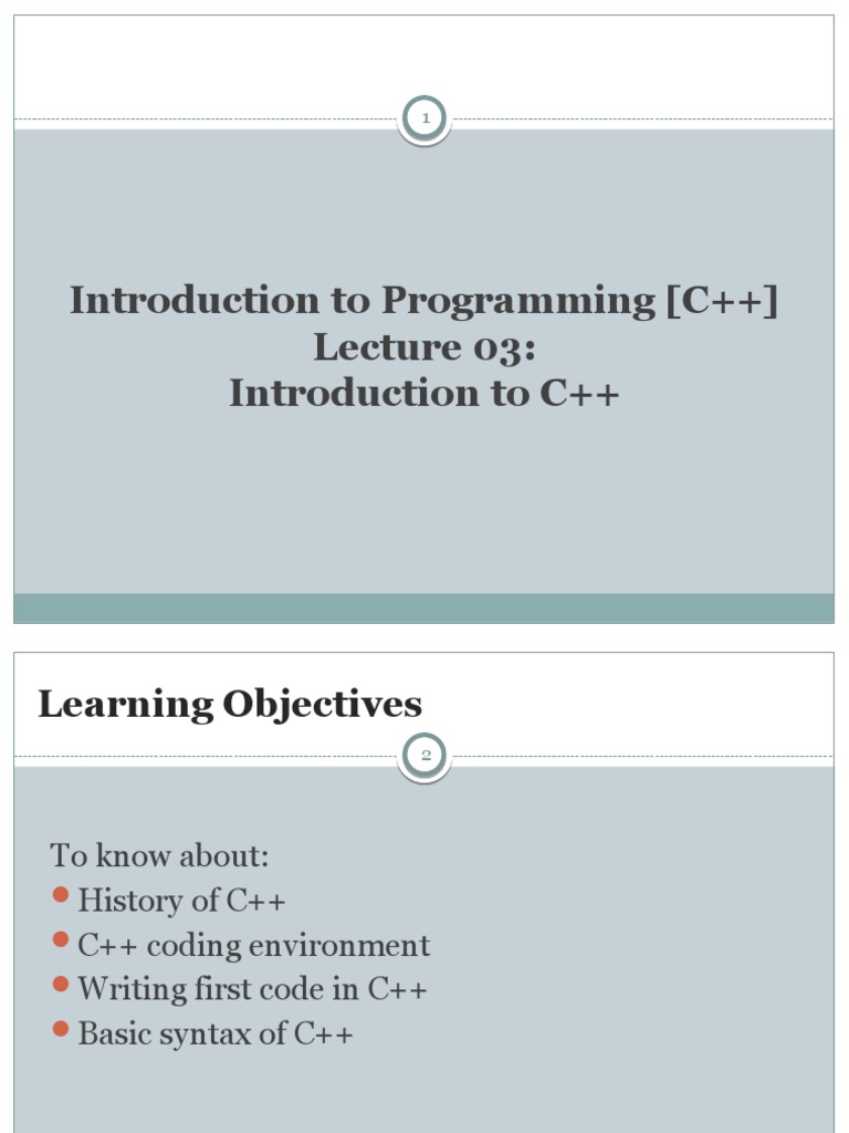 C++ OOP Lecture03 IntroductionToC++ | PDF | C++ | Object Oriented ...
