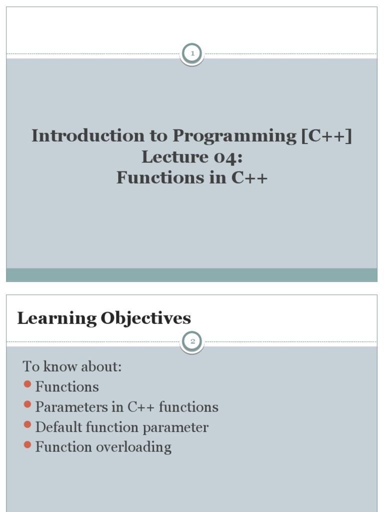 C Oop Lecture04 Functions Pdf Parameter Computer Programming Subroutine