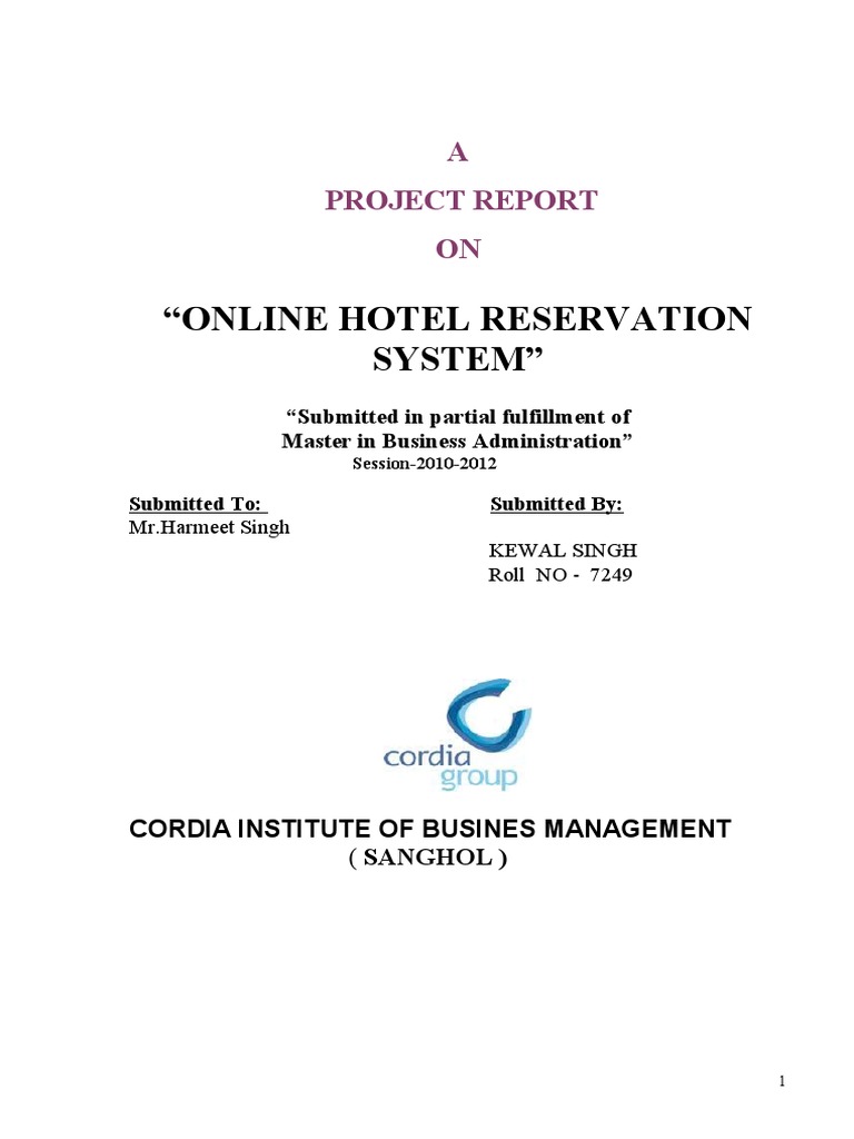 Front Pages of ONLINE HOTEL RESERVATION SYSTEM - With Coding | PDF ...