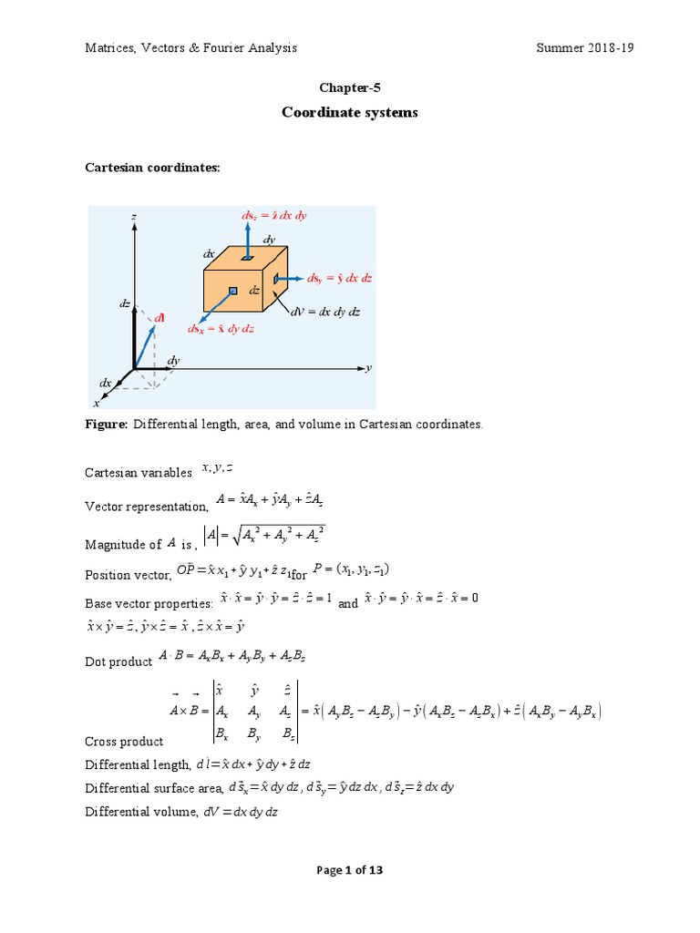 Coordinate Systems: Chapter-5 | PDF | Coordinate System | Euclidean Vector