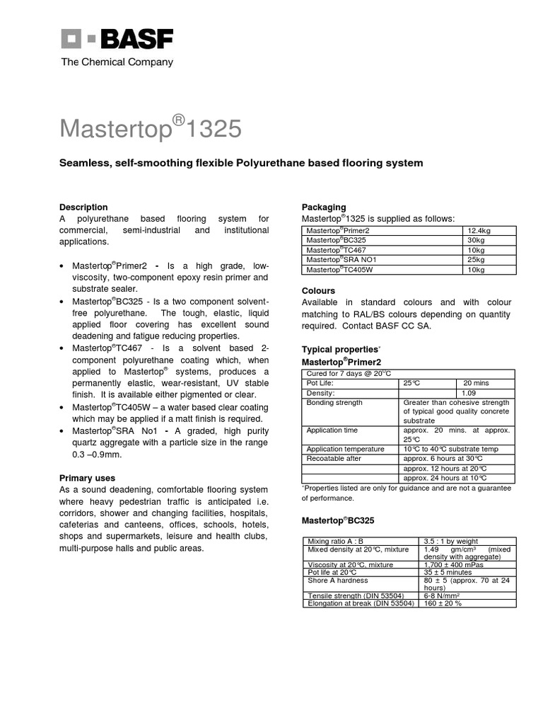 Mastertop 1325: Seamless, Self-Smoothing Flexible Polyurethane Based ...