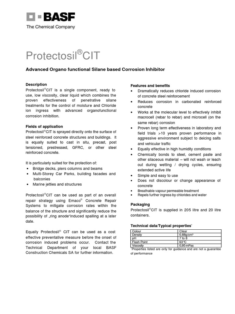 Protectosil CIT PDF | PDF | Corrosion | Reinforced Concrete