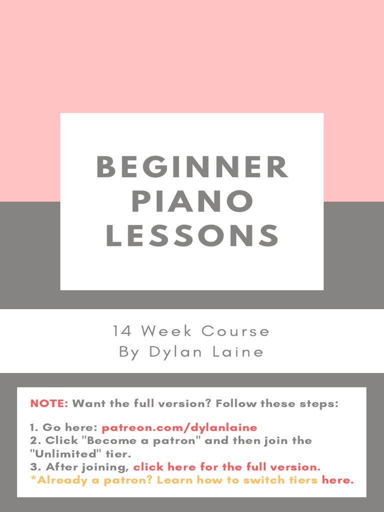 14 Week Beginner Piano Course | PDF | Chord (Music) | Hand