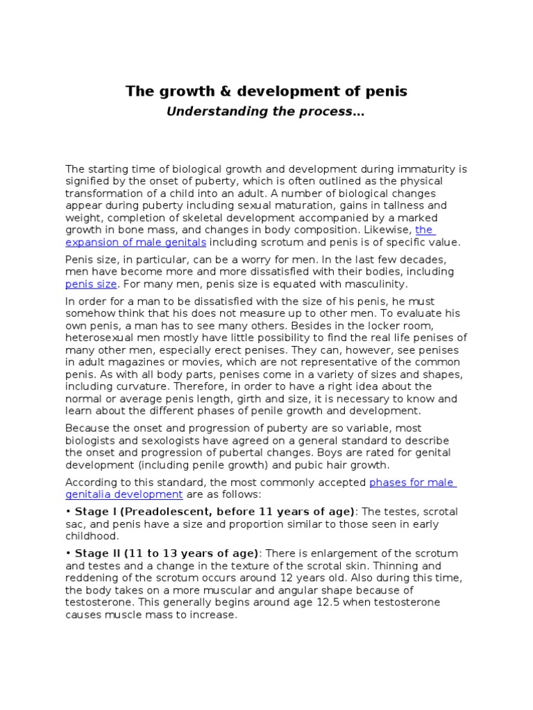 The Growth & Development of Penis | PDF | Penis | Puberty