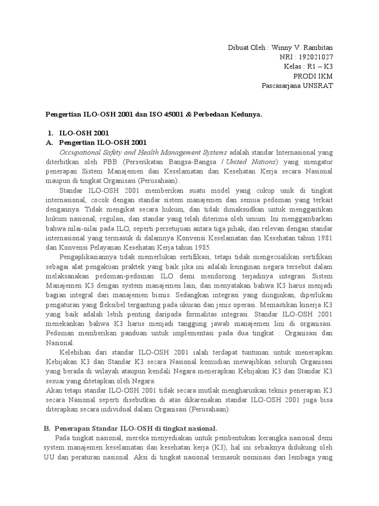 Winny Rambitan - ILO OSH 2001 & ISO 45001 | PDF