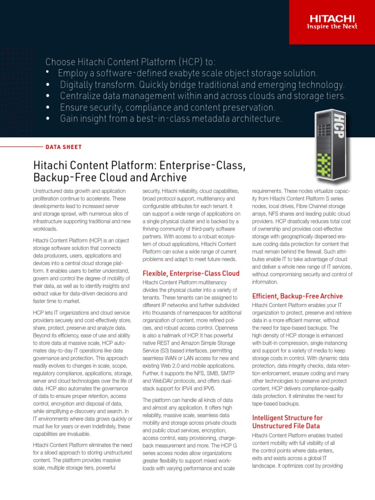 Hitachi Content Platform: Enterprise-Class, Backup-Free Cloud and ...