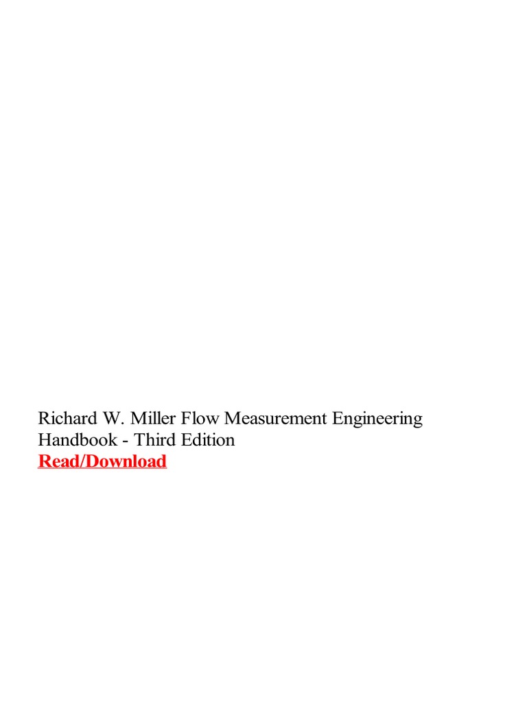 Richard W. Miller Flow Measurement Engineering Handbook - Third Edition ...