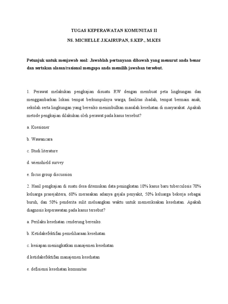 Tugas Keperawatan Komunitas Ii | PDF
