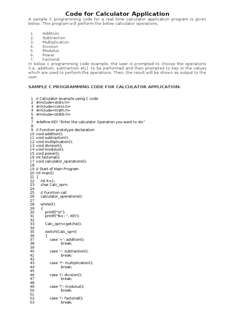Code For Calculator Application | PDF | Calculator | Computer Science